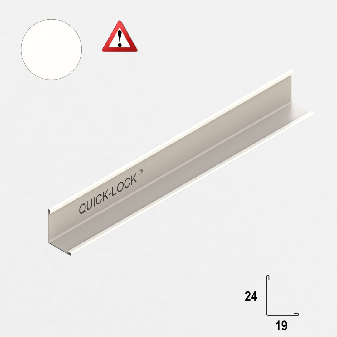 API Hoeklijn standaard 19x24 s-white ultra mat L= 3000 mm