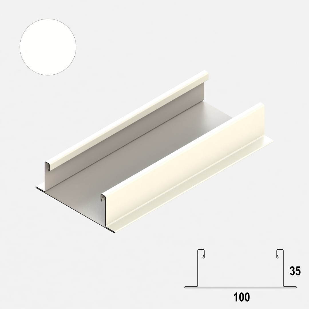 API Bandraster 100mm ongeperf. RAL9010 L= 3600 mm