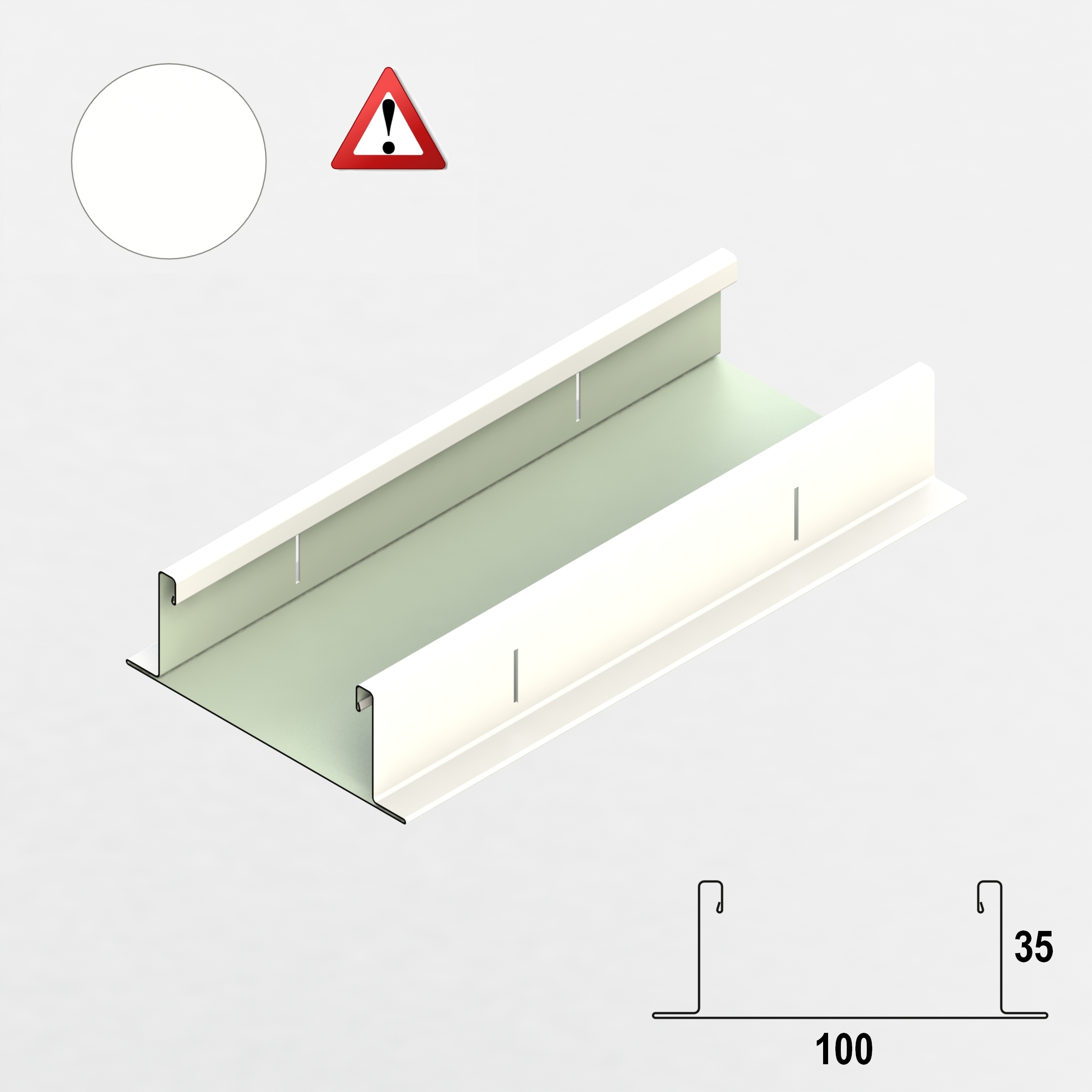 API Bandraster 100mm perf. 100 s-white ultra mat L= 3600 mm